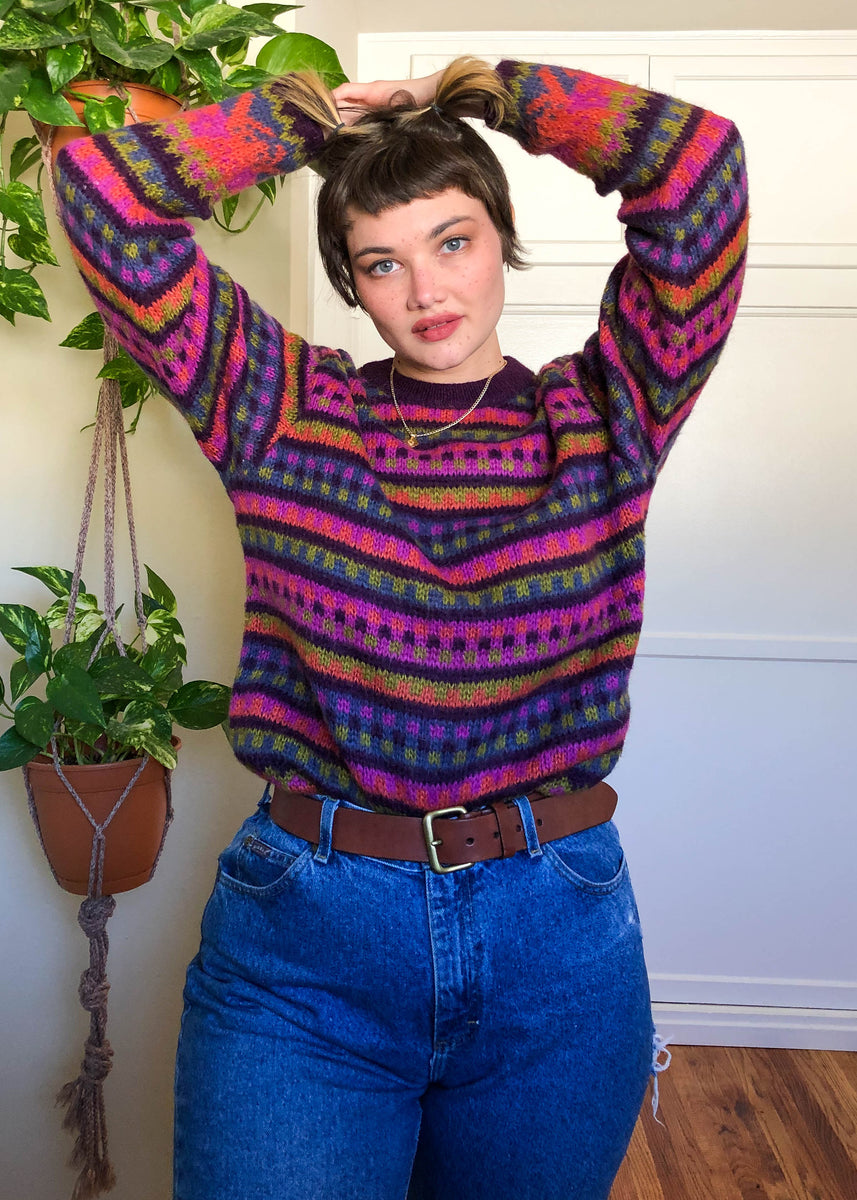 Vintage United Colors of Benetton Rainbow Fuzzy Sweater - XL – Isabel ...